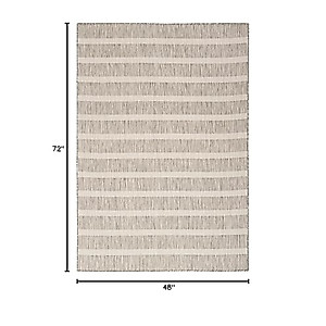 Nourison Positano Indoor/Outdoor Grey Ivory 4' x 6' Area -Rug, Easy -Cleaning, Non Shedding, Bed Room, Living Room, Dining Room, Deck, Backyard, Patio (4x6)