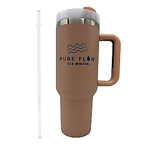 Pure Flow 40 oz Tumbler with Handle and Straw Lid,Stainless Steel Travel Mug Water Bottle Cup,Reusable Insulated Vacuum splashproof Cup,for Car,Home,Office,Gifts (black)