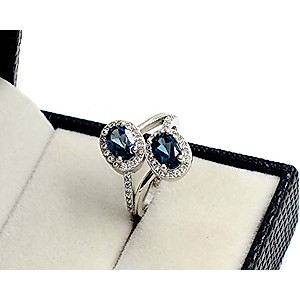 925 Sterling Silver Natural 7X5 MM Oval Cut London Blue Topaz Gemstone Solitaire Ring Women Jewelry December Birthstone Promise Ring For Love and Friendship Gift (Rose Gold Rhodium Plated Silver, 11)