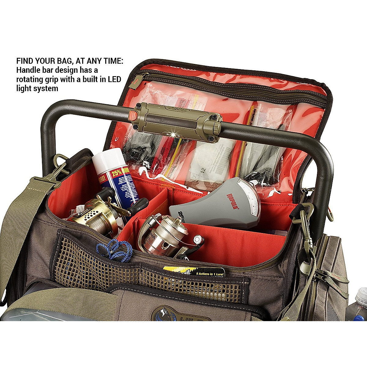 Wild River by CLC Custom Leathercraft WT3702 Tackle Tek Frontier Lighted Handle Bar Fishing Tackle Bag, 5 PT3700 Trays