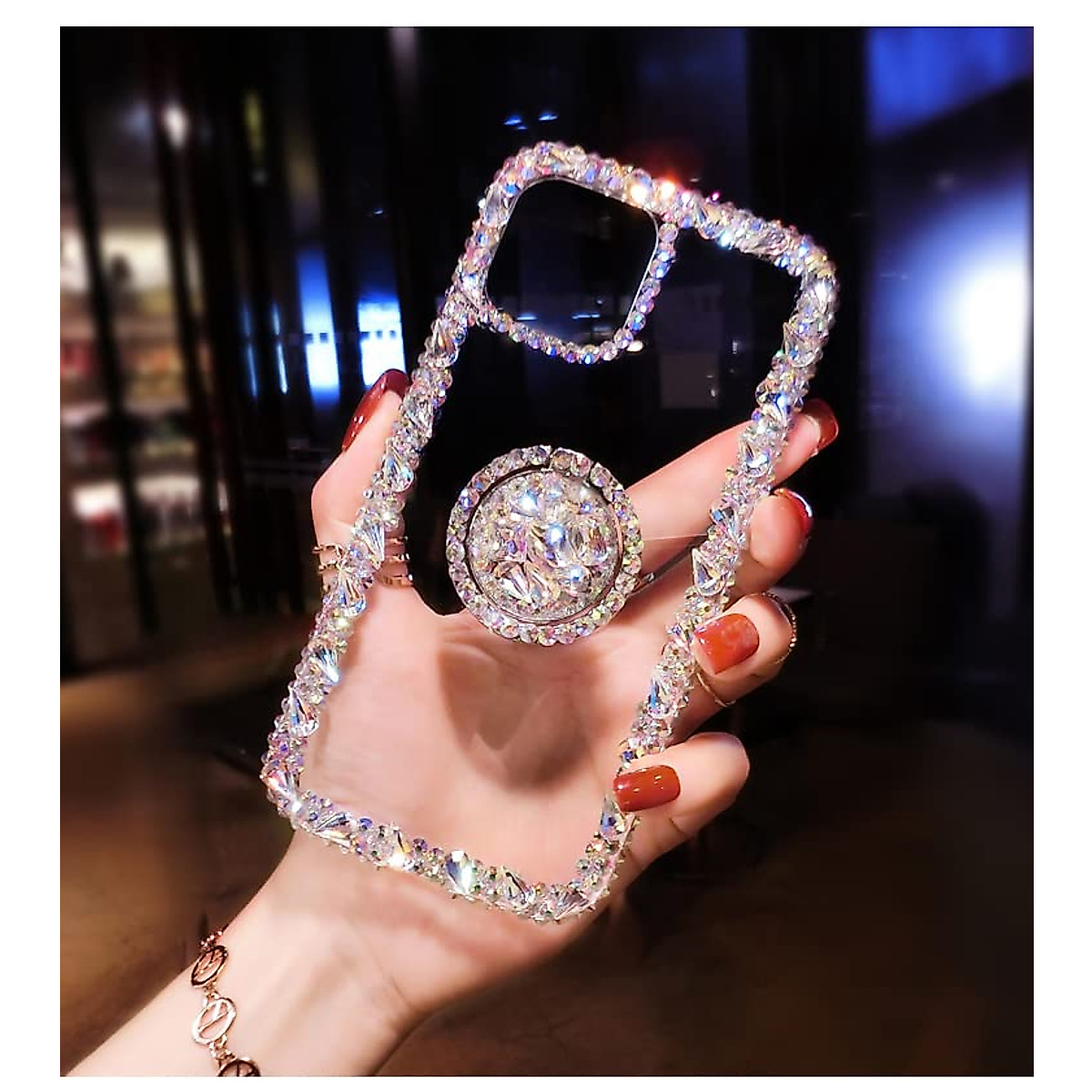redecarie for Galaxy S9 Plus Case,Luxury Bling Glitter Diamond Ring Holder Kickstand Sparkle Crystal Rhinestone Women Girls Kids Clear Protective Phone Cover for Samsung Galaxy S9 Plus