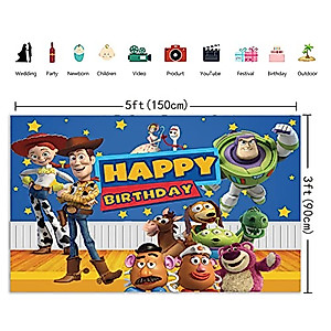 Cartoon Story Backdrop for Kids Birthday Party Cake Table Backdrop Cartoon Story Theme Party Decoration Backdrop Studio Booth Props Backdrop 5X3FT