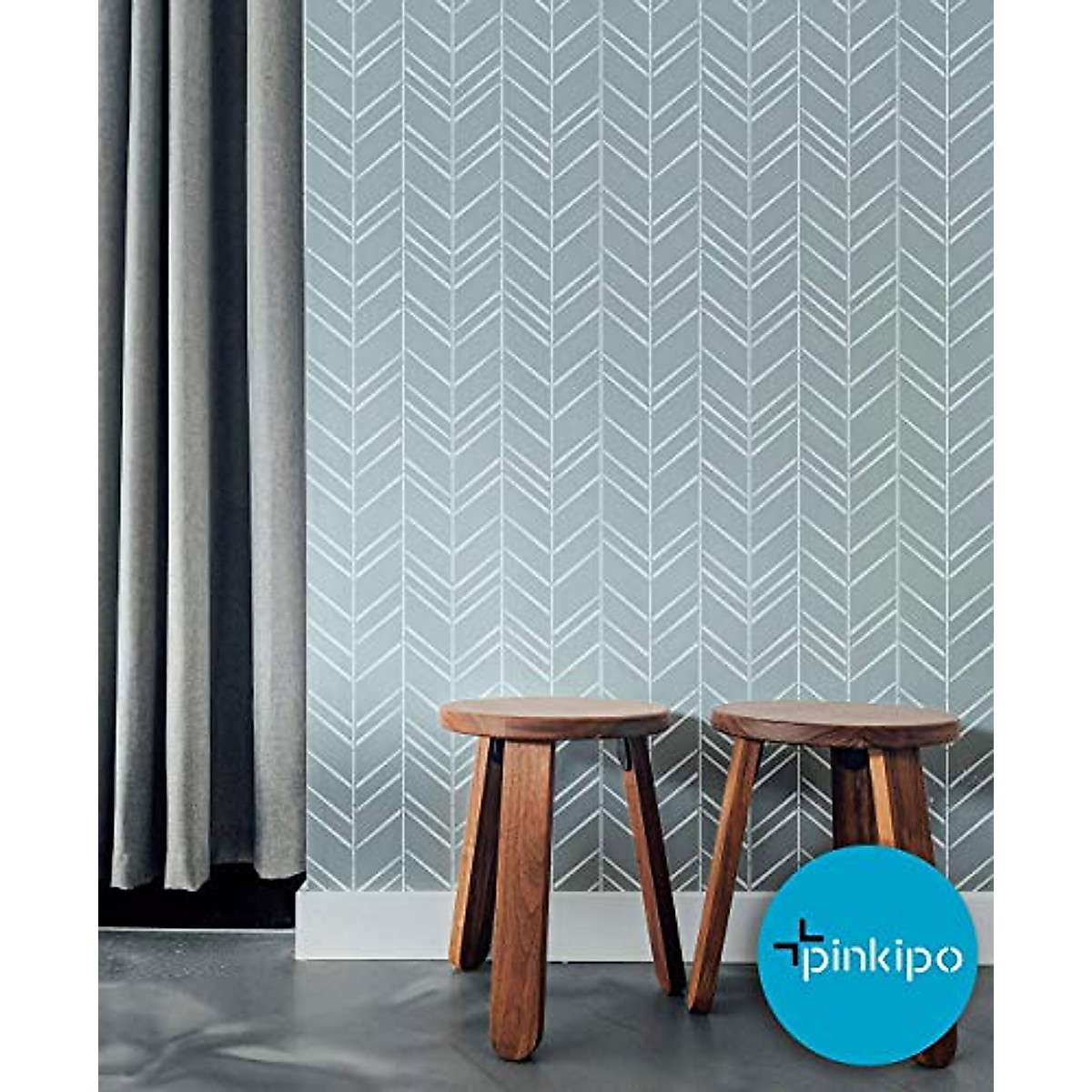 PINKIPO® 【2 Pack】, HERRINGBONE Shuffle, Large WALL STENCIL, Modern Geometric Wall Stencils for Painting, Stencils For Walls, Chevron Wall Stencil Pattern