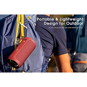 EDUPLINK Bluetooth Speaker, Portable Wireless Speakers, Waterproof IPX7 Speaker, TWS Pairing Stereo, Long Playtime for Home, Travel, Red