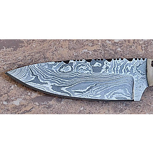Custom Handmade Damascus Steel Hunting Knife/Skinner Knife AA-13130 (Natural Stag Horn and Natural Bone)