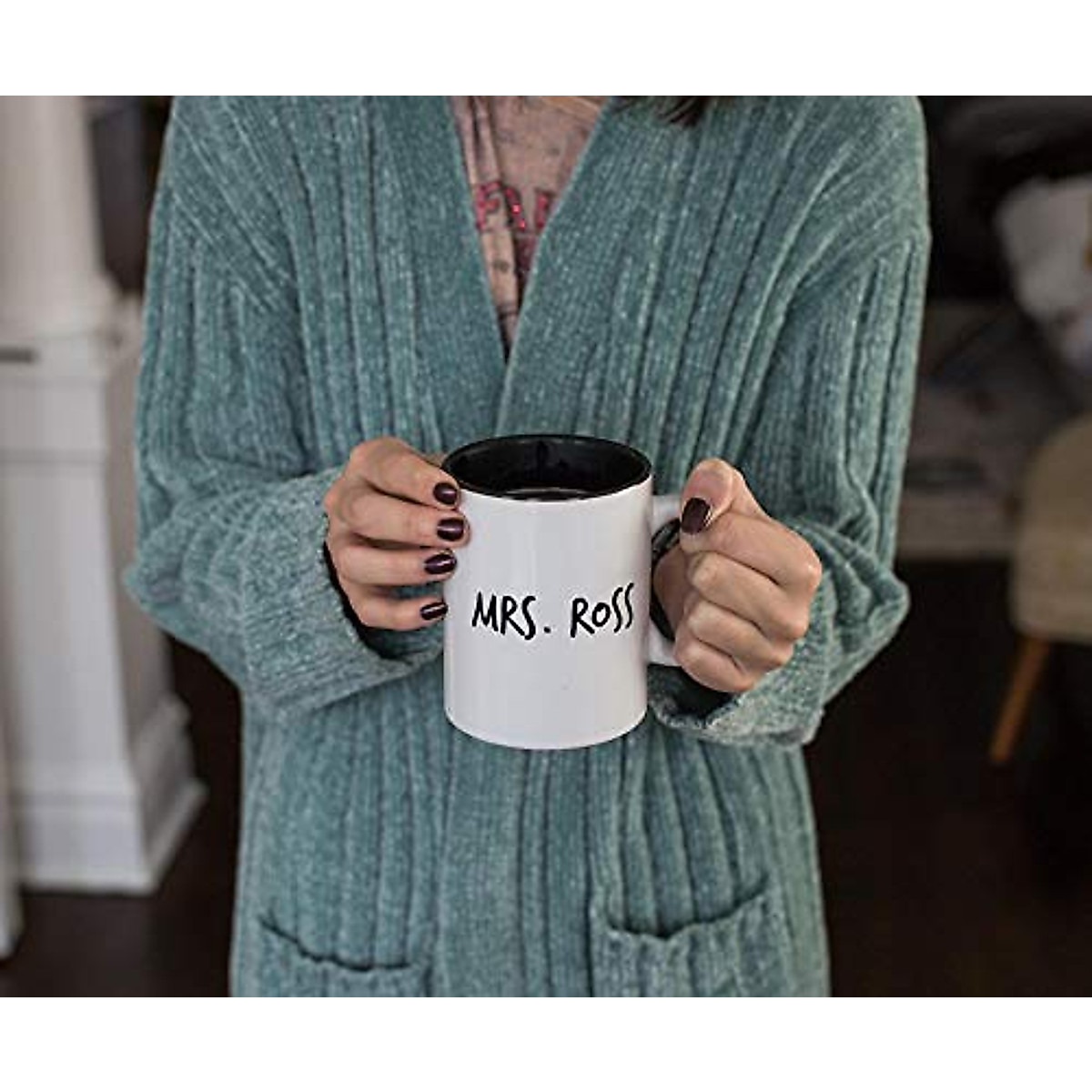 Ukonic Friends Mr. Rachel Whiskers and Mrs. Ross Moustache Double-Sided Mugs | Set of 2