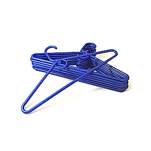 THE UM24 Set of 9 Heavy Duty Tubular Hangers Blue Jumbo Plastic Closet Organization Adult Coat Suit Cloth Hanger