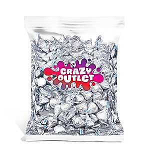 CrazyOutlet HERSHEY'S KISSES Silver Milk Chocolate Candy, Bulk Pack 2 Pounds