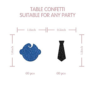 Halodete Boss Baby Confetti - Boy Birthday Party Table Decorations - Baby Shower Gender Reveal Confetti - Baby Boy 1st Birthday Table Scatter Confetti Decorations - Black Blue Glitter, 120pcs