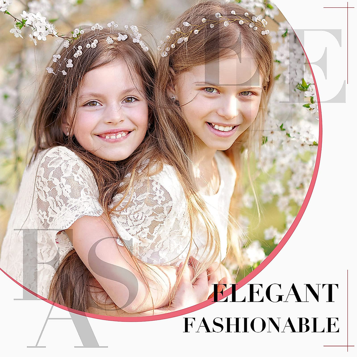 Geosar 8 Pcs Flower Girl Hair Accessory Flower Girl Headpiece Princess Wedding Headband Hair Band