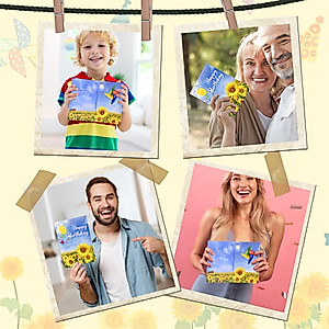 VIVIKEN Musical Birthday Card, Blowable Sunflower Rotatable Pinwheel Happy Birthday Cards with Music and Cheers Sound, Funny Greeting Cards Birthday Gifts for Kids, Women, Daughter, Mom, Grandma,