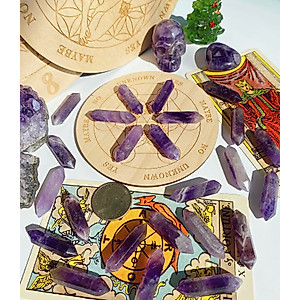 10 PCS Amethyst Crystals Set Wands Polished Healing Crystal Stones Bulk Natural Hexagonal Pointed Reiki Energy Balancing Meditation Therapy Wand Gift