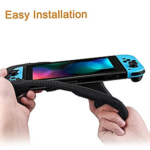 FINTIE Silicone Case Compatible with Nintendo Switch - Soft [Anti-Slip] [Shock Proof] Protective Cover with Ergonomic Grip Design, Drop Protection Grip Case (Black)