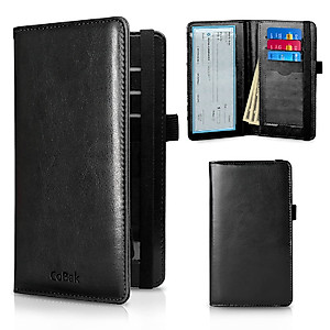 CoBak Premium Leather Checkbook Cover - RFID Blocking, Classic Design, Slim & Durable - Perfect for Personal & Business Checks