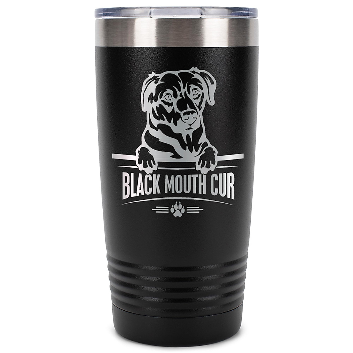 100 North Black Mouth Cur Black 20 ounce Stainless Steel Metal Vacuum Insulated Travel Tumbler Mug With Lid