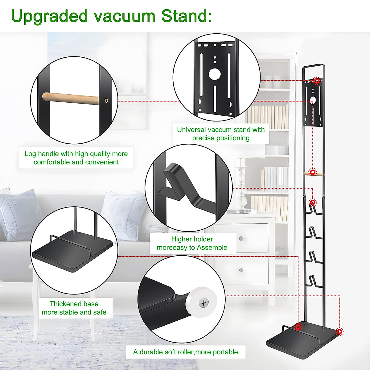 Haturi Vacuum Stand for Dyson V15 V11 V10 V8 V7 V6 - Vacuum Accessories Stable Metal Organizer Stand Holder, Dyson Handheld DC30 DC31 DC34 DC35 DC58 DC59 DC62 Cordless Vacuum Cleaners Storage Rack