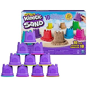 Kinetic Sand, Castle Containers 10-Color Pack Colored Sand for Party Favors, Goodie Bags, Sensory Toys for Kids Aged 3 and up
