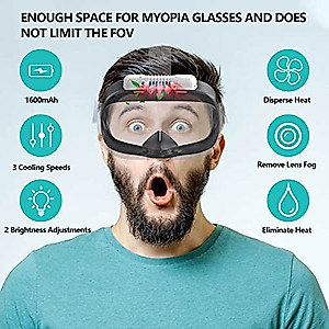 VR Face Pad for Oculus Quest 2, Upgraded Cooling Fan with 3 Cooling Speeds and 2-Brightness Tracking in Dark, Soft PU Face Cover Facial Interface for VR Accessories Fan Cooler with Charging Function