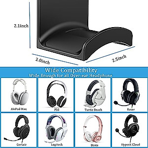 SOKUSIN Headphone Stand Headset Holder - Adhesive Gaming Earphones Hanger, Universal Desk Wall Mount Hook for All Headphone/Controller, Compatible with Beats, AirPods Max,Sony, JBL (Black)