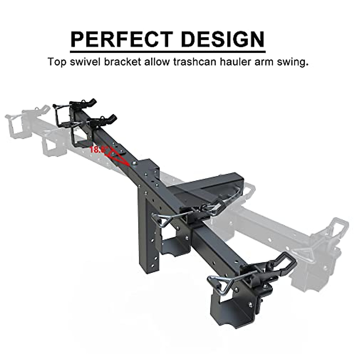 ELITEWILL 2” Double Can Garbage Towing Trailer Hitch,Trash Can Transporter Hauler Fit for Truck/Golf Cart/ATV/UTV/Trailer with 2in Hitch Receiver