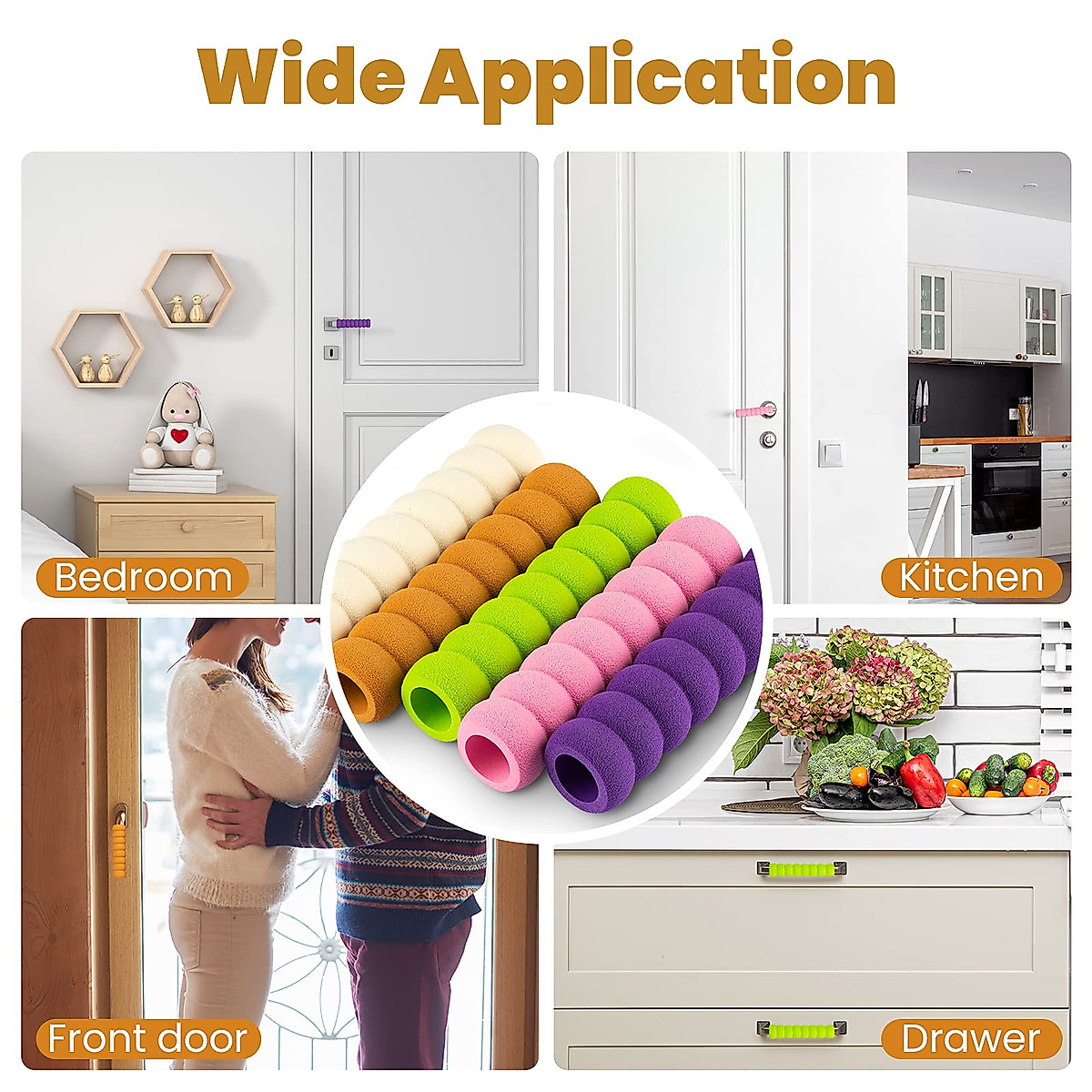 ISKYBOB Set of 5 Door Knob Covers Door Handle Foam Safety Cover Guard Protector for Kid