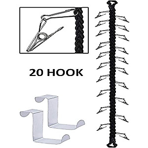 Over Door Hanging Storage Chain with 20 Stainless Steel Clips, Toy Storage Chain Multipurpose Baseball Cap Organizer Hat Holder for Your Toys, Sun Visors, Hats, Cap, Scarves, Gloves, towel, etc.