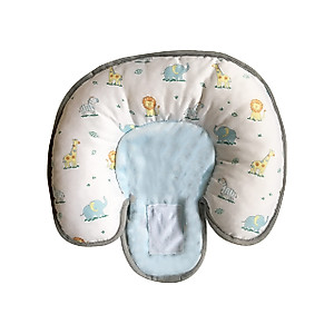 Little Me Baby's Full Body Support Pillow, Newborn Infant Head, Back, Neck, and Legs Protection for Car Seat, Stroller, Booster Seat - Safari Animals, Blue