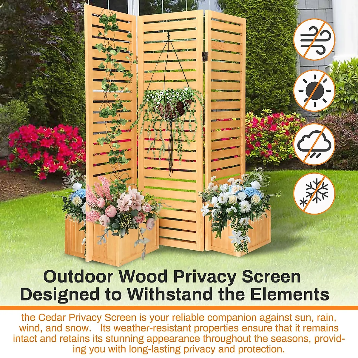 Upgrade 5.5'X5.2'X1.6' Cedar Outdoor Privacy Panels, Planter Privacy Screen, Privacy Fence Planter, Privacy Screen with Planter Box, Privacy Planter Box, Privacy Planter for Patio, Backyard, Gazebo