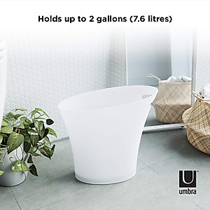 Umbra 1006232-661-A60 Skinny Sleek & Stylish Bathroom Trash, Small Garbage Can Wastebasket for Narrow Spaces at Home or Office, 2 Gallon Capacity, White, 2-Pack