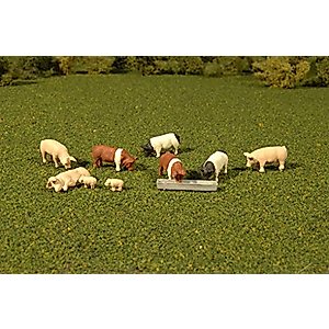 Bachmann Scene Scopes-Miniature Figures-Pigs (9Pcs/Pak) HO Scale, Multicolor