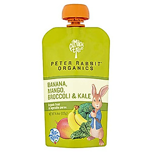 Pumpkin Tree Peter Rabbit Organics, Banana, Mango, and Kale, 4 Squeeze Pouch, Mango, Broccoli & Kale, 4.4 Ounce (Pack of 10)