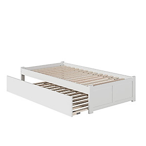 AFI Concord Twin XL Size Platform Bed with Footboard & Twin XL Trundle in White