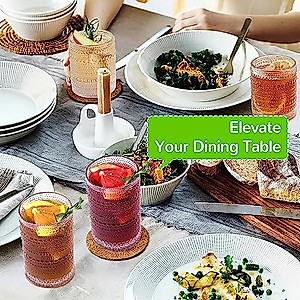 Vintage Hobnail Drinking Glasses Set of 12 - 14 oz Old Fashioned Water Glass Cups & 12 oz Cocktail Glasses, Aesthetic Kitchen Bar Tumbler Glassware Gifts Sets for Smoothie, Juice, Coffee, Soda, Wine