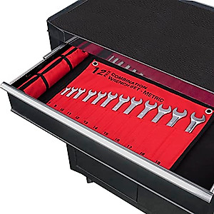 12-Piece Metric Combination Wrench Set in Roll-up Pouch, Non-Skip Sizes 8mm - 19mm | Chrome Vanadium Steel with Mirror Finish | Ideal for General Household, Garage Workshop, Auto Repairs and Much More