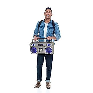 Studebaker SB2149S Master Blaster Bluetooth Boombox with 3 Way Power, AM/FM Radio, USB Port, CD Player with MP3 Playback, LED EQ and 10 Watts RMS Power in Silver