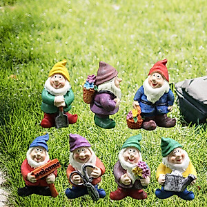 Serenable 7pcs Funny Garden Gnome Resin Ornaments Crafts Micro Landscape Moss Bonsai Decoration Home Decoration Ornaments