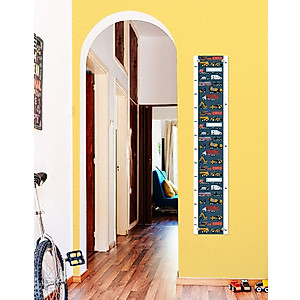 Kid Room Decor Firetruck Police Car Truck and Train Growth Chart for Kids Measurement Growth Chart