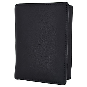 RFID Genuine Leather Trifold Badge Holder Wallet Black, Police Badge Holder