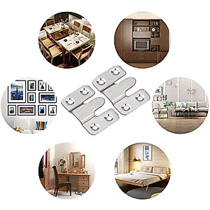 4 Pairs Flush Mount Bracket,Interlocking Furniture Connector,Stainless Steel Heavy Duty Photo Frame Hook Picture Hanger for Large Picture Display Art Gallery Wall Mount Hardware (Large-4 Pairs)