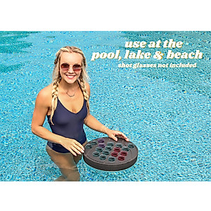 Polar Whale Basketball Shaped Shot Glass Holder Floating Tray Table for Pool Beach Spa Hot Tub Club Party Float Indoor Outdoor Durable Foam Serving Rack 14 Inches Wide Holds 18 Shots
