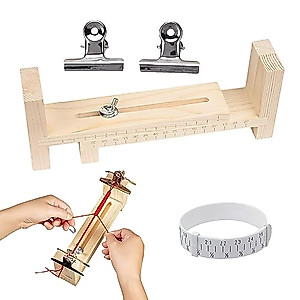 Wooden Jig Bracelet Maker, Wristband Maker Kit with 2 Clips,Jig Bracelet Maker Wooden Frame - DIY Hand Knitting Bracelet Jig, Adjustable Jig Bracelet
