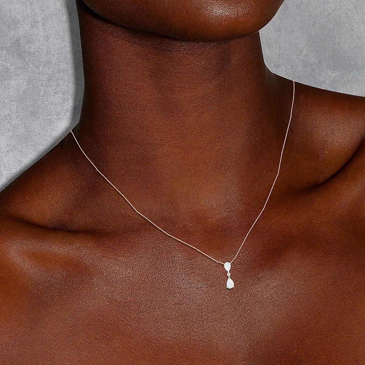 Tirafina Lab-Created White Sapphire and Double Pear-shaped Gemstone Pendant, Birthstone Jewelry, Gemstone, Created Opal