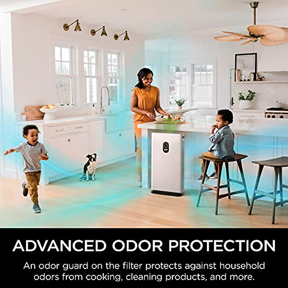 Shark HE601 Air Purifier 6 True HEPA Cleans up to 1200 Sq. Ft., Captures 99.98% of Particles, dust, allergens, Smoke, 0.1–0.2 microns, Advanced Odor Lock, Quiet, 6 Fan, White