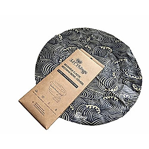 Li'l Things Eco-friendly Beeswax Bowl Covers | Improved Beeswax Coating | Elastic Food Storage Covers | Reusable Lids For Food, Fruits and Leftover | 5 Sizes | 3 Different Themes | Japanese Waves