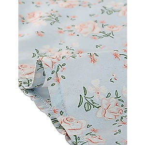 Allegra K Women's Square Neck Puff Sleeves Casual Midi Smocked Floral Dress X-Small Blue