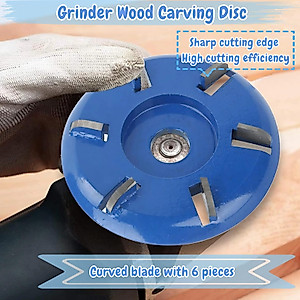 Wood Carving Disc, 6 Teeth Stump Grinder, Tungsten Steel Angle Grinder Stump Grinder Teeth, Arc Blade and Flat Blade Optional (9cm Diameter 1.6cm Thickness 1.5cm Tooth Length)