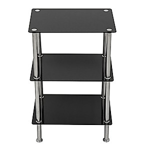 AVF S33-A Small 3 Tier Shelving Unit in Black Glass & Chrome