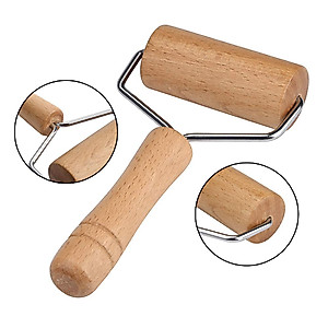 1 Piece 9.5cm Wide Wood Pastry Pizza Roller Wooden Brayer Wooden Rolling Pins Wood Dough Roller 5D Diamond-Paint Art Tool Wooden Roller for Baking or Ceramic Pottery Clay Working