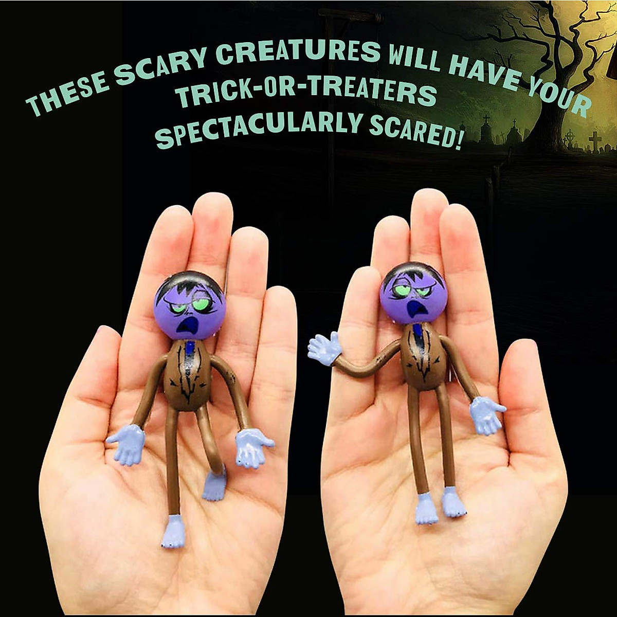 Kicko Bendable Zombies - Pack of 12 Assorted Mini Stretchy Monster Action Figures for Kids and Adults - Perfect for Scary Toys, Zombie Decorations, Zombie Birthday Party Supplies