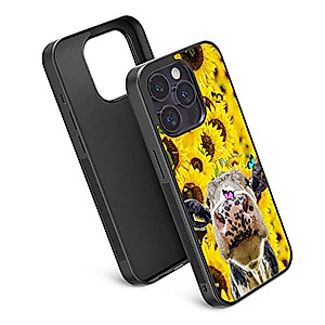 Samsung Galaxy A/S/Note Series Phone Cases Cows Sunflower Cute Compatible Samsung A02/03/12/13/24/30/32/42/50/51/52/53/71/S7/8/9/10/20/21/22/23/Ultra/Plus/FE/Note 8/9/10/20/Plus/Ultra (Black)